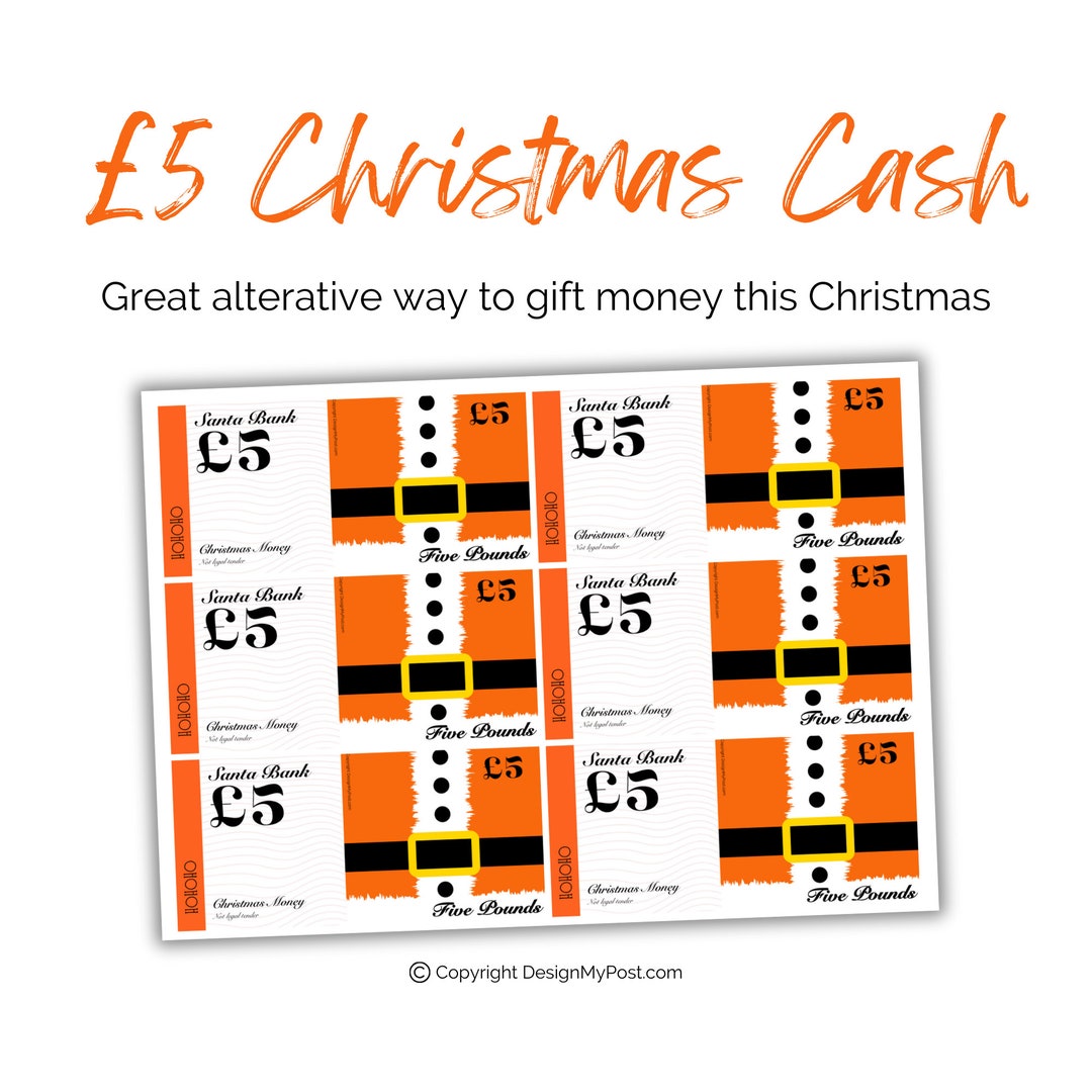 Christmas Santa Money. Printable Five Pounds Santa Bank Notes. Pretend ...