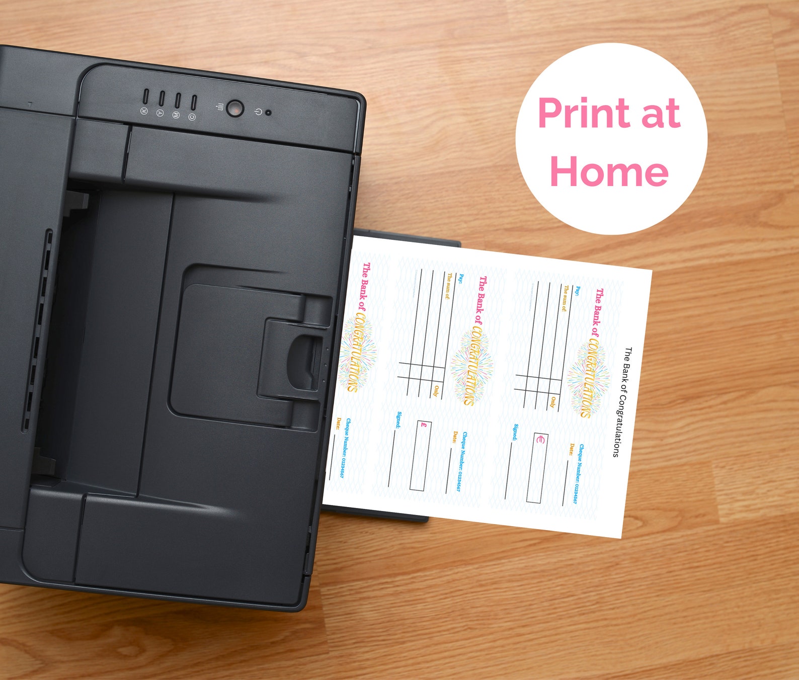 Congratulations Cheque. Printable Gift Cheque Template. Euros, Pounds ...