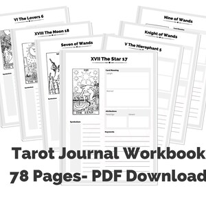 Printable Tarot Card Worksheets, 78 Classic Tarot Deck Cheat Sheets ...