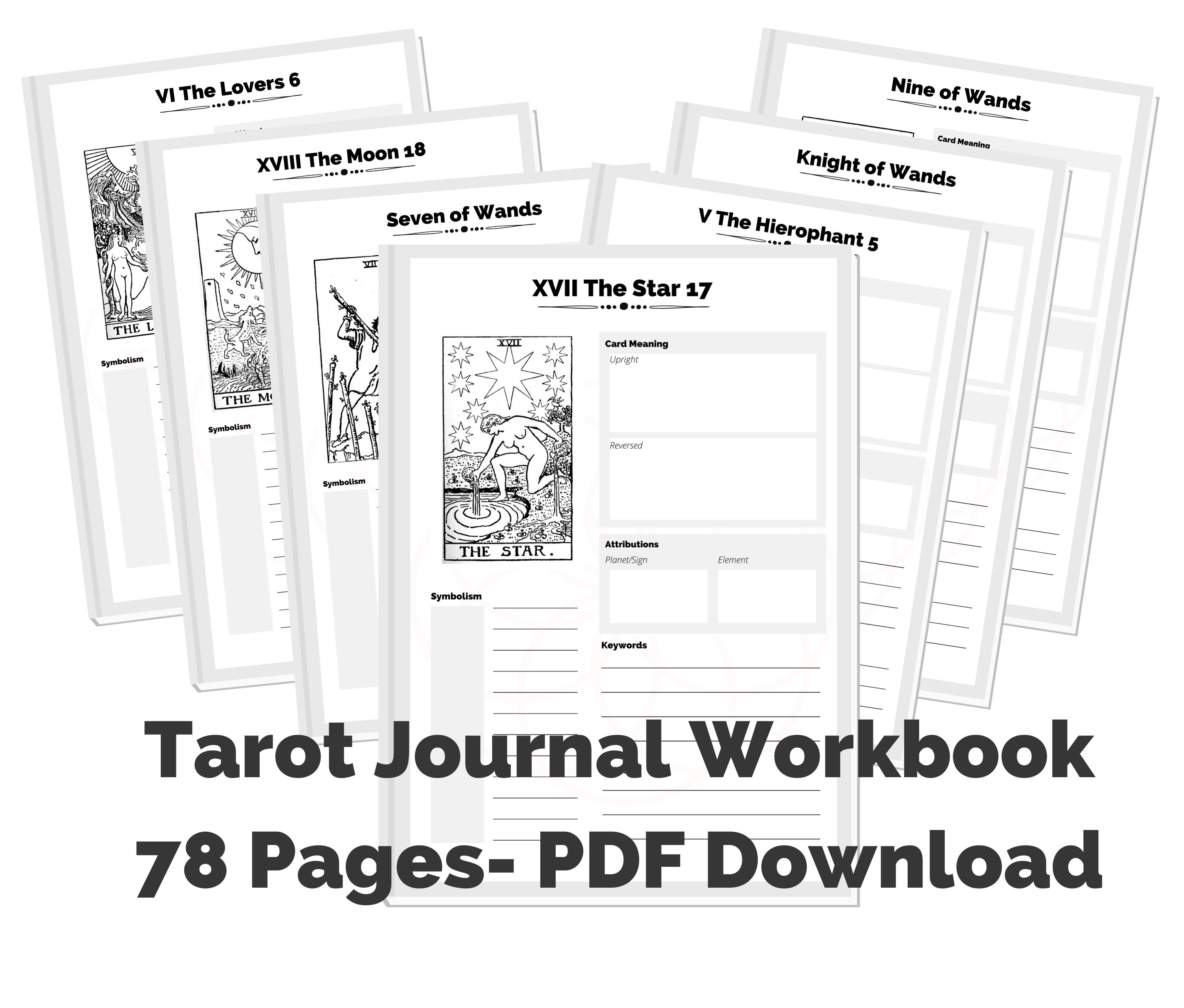 Printable Tarot Card Worksheets 78 Classic Tarot Deck Cheat - Etsy UK