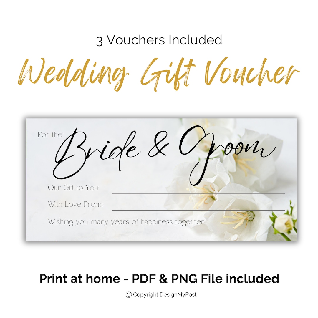 Wedding Gift Voucher. Printable Wedding Gifting Coupon. Print at Home ...