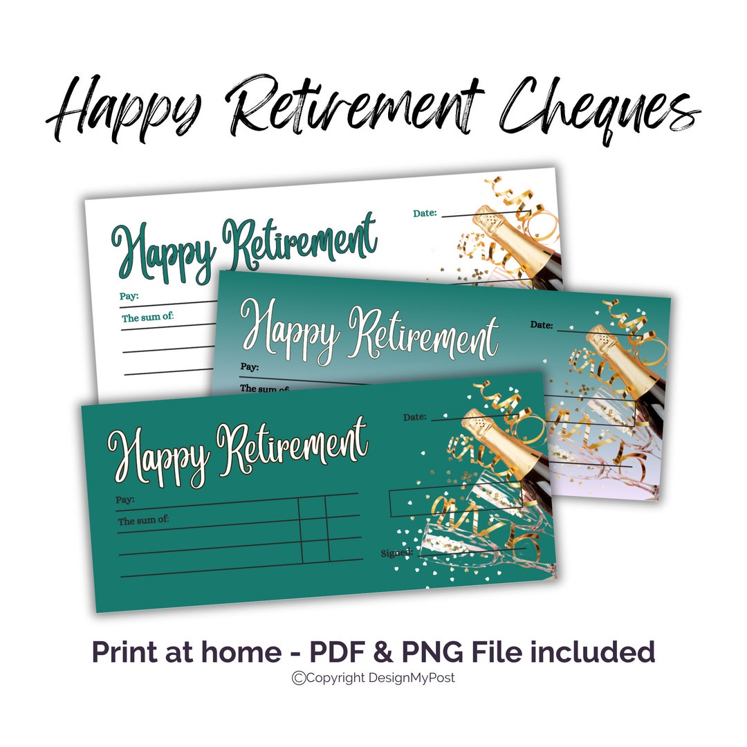 Retirement Gift Cheque Template: Printable Money Present (digital ...