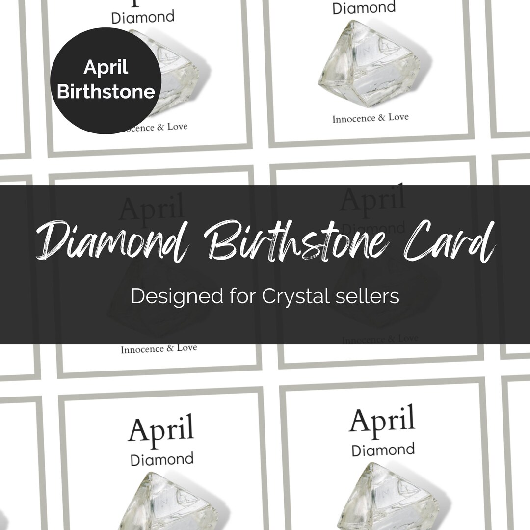 April Diamond Birthstone Information Card for Crystal Sellers ...