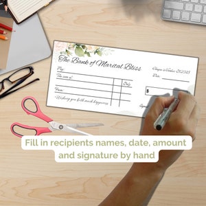 Gift for Newly Weds. Printable Wedding Money Gifting Cheque. Print at ...