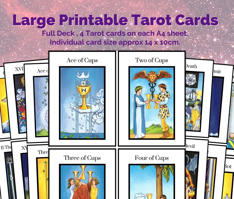 Printable Tarot Deck Large Cards in Full Colour. Print at - Etsy