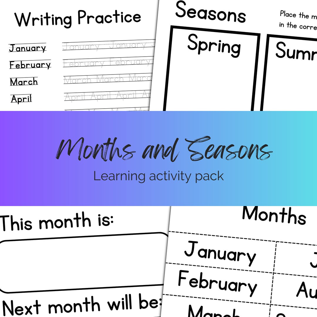 Months and Seasons Printable Activity Worksheets Busy Book for Pre ...