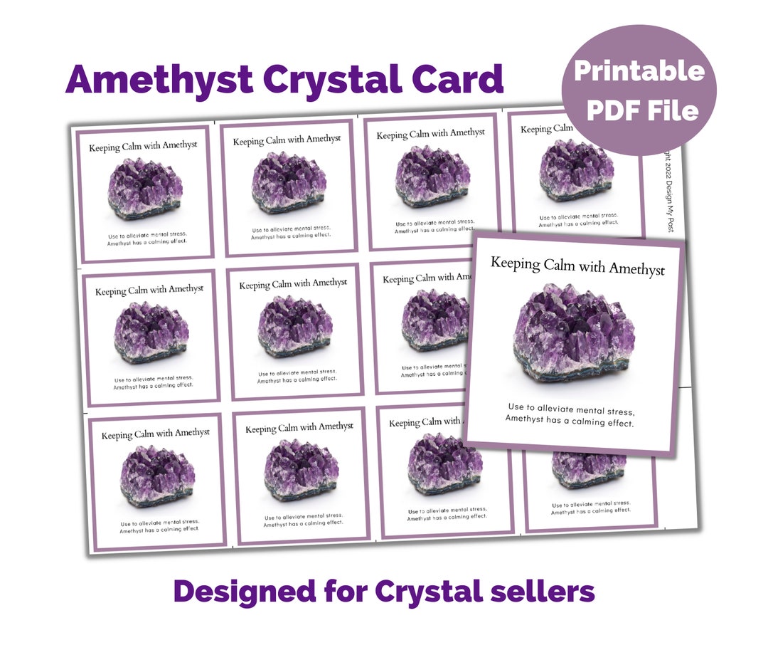 Printable Amethyst Crystal Info Cards for Crystal Sellers & - Etsy UK