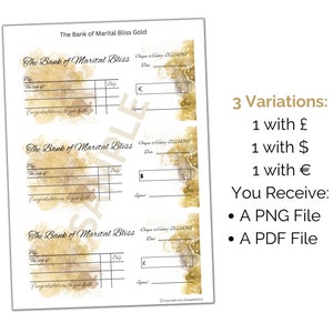 Wedding Gift Printable Money Gifting Cheque. Gift Voucher Template With ...