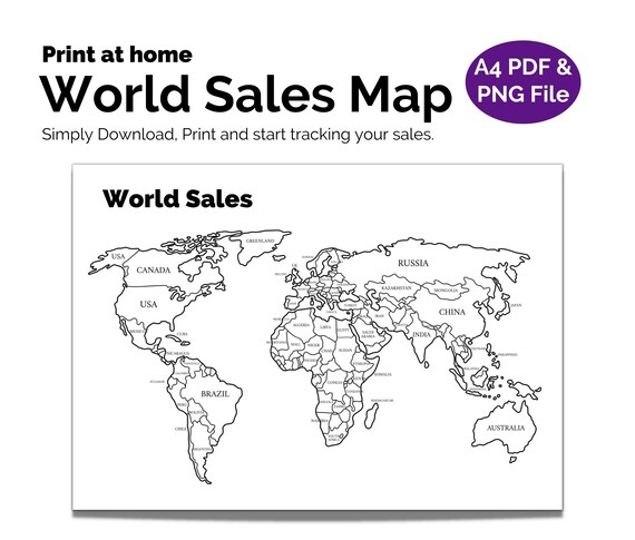 Printable World Map. Sales Tracker. A4 Print at Home. Colour - Etsy UK