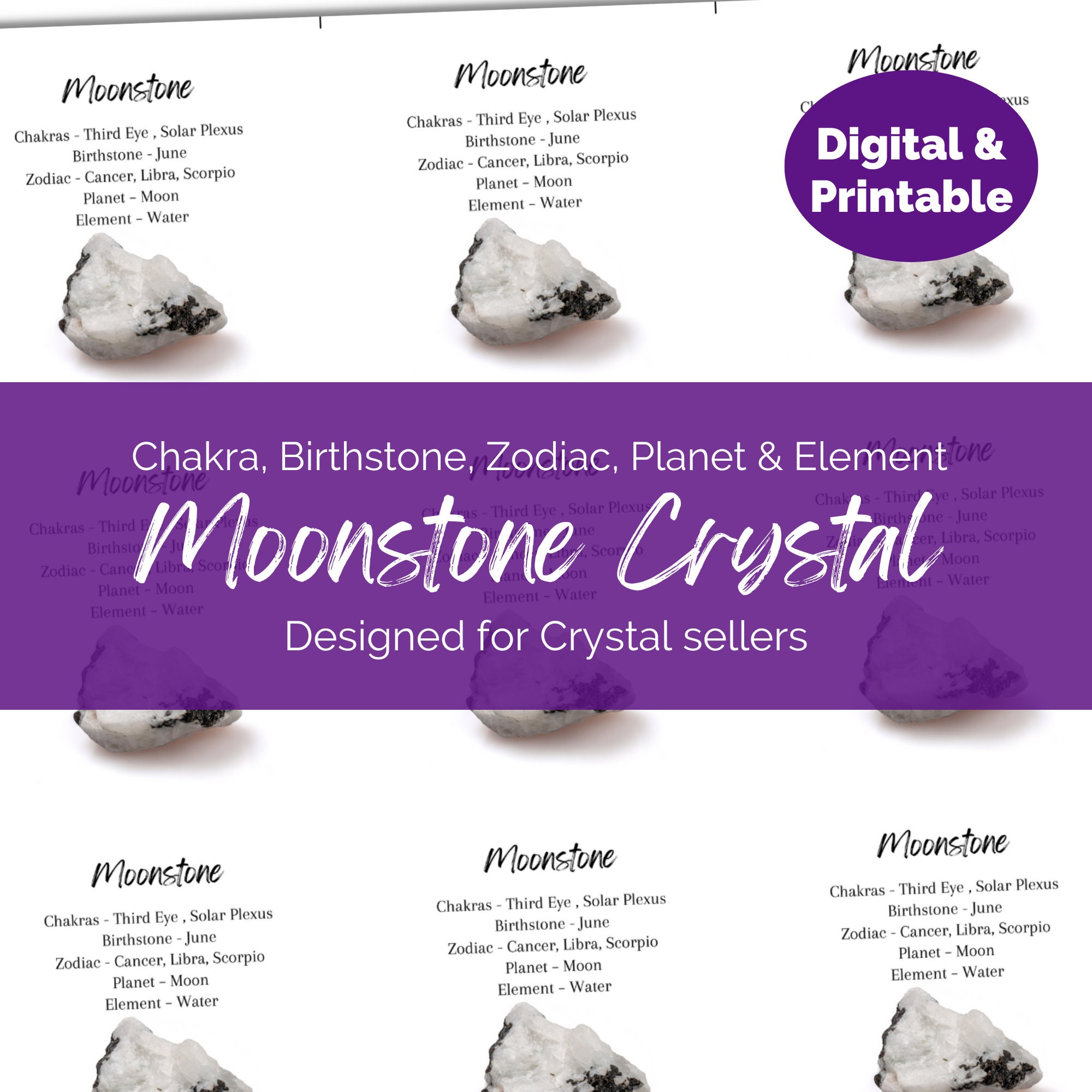 Printable Moonstone Crystal Card Inserts Plus Digital Graphic - Etsy