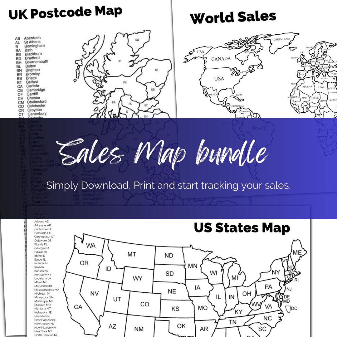 Printable Sales Tracker Map Bundle UK, US & World Sales Etsy Tracker ...