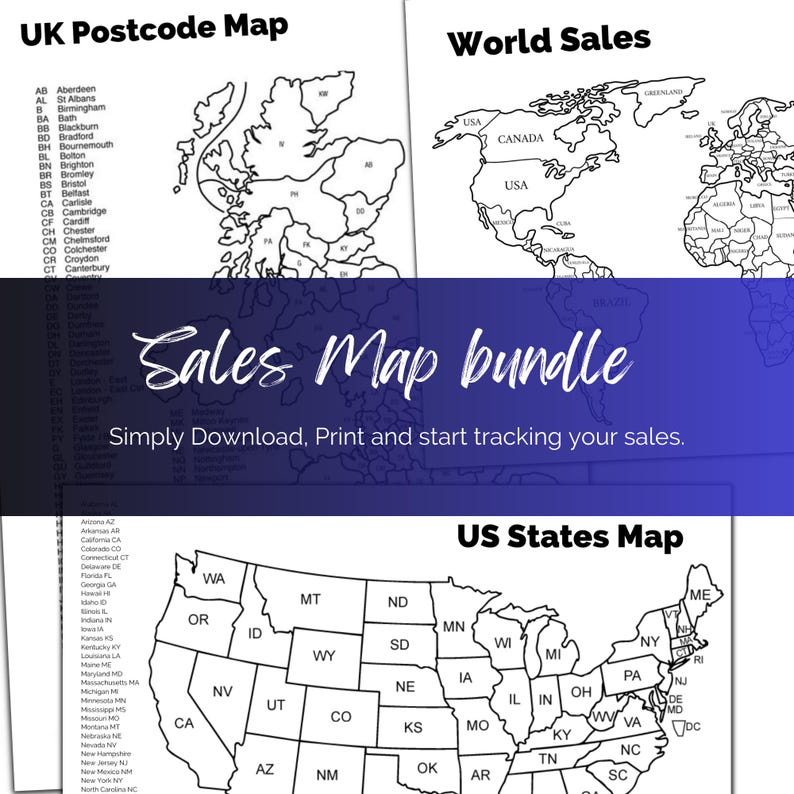 Printable Sales Tracker Map Bundle UK, US & World Sales Etsy Tracker ...
