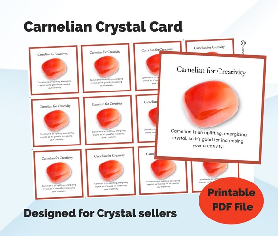 Printable Carnelian Crystal Insert Cards for Crystal Sellers & - Etsy
