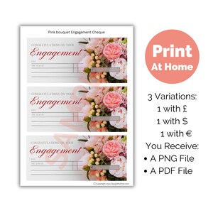 Blank Cheque Engagement Gift. Printable Money Gifting Fake Cheque ...