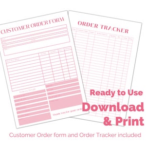 Pink Printable Customer Order Form & Order Tracker, Downloadable Small ...
