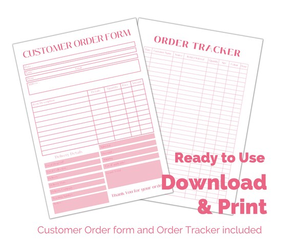 Pink Printable Customer Order Form & Order Tracker | Etsy UK