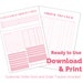 Pink Printable Customer Order Form & Order Tracker, Downloadable Small ...