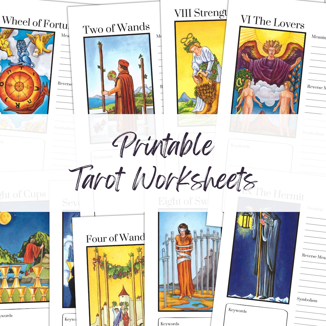 Printable Tarot Card Worksheets: Keywords & Meanings (digital Download ...