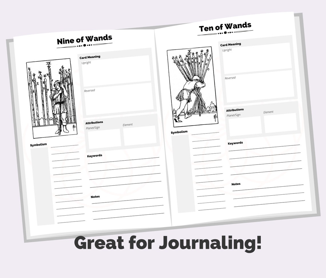 Printable Tarot Card Worksheets 78 Classic Tarot Deck Cheat - Etsy UK