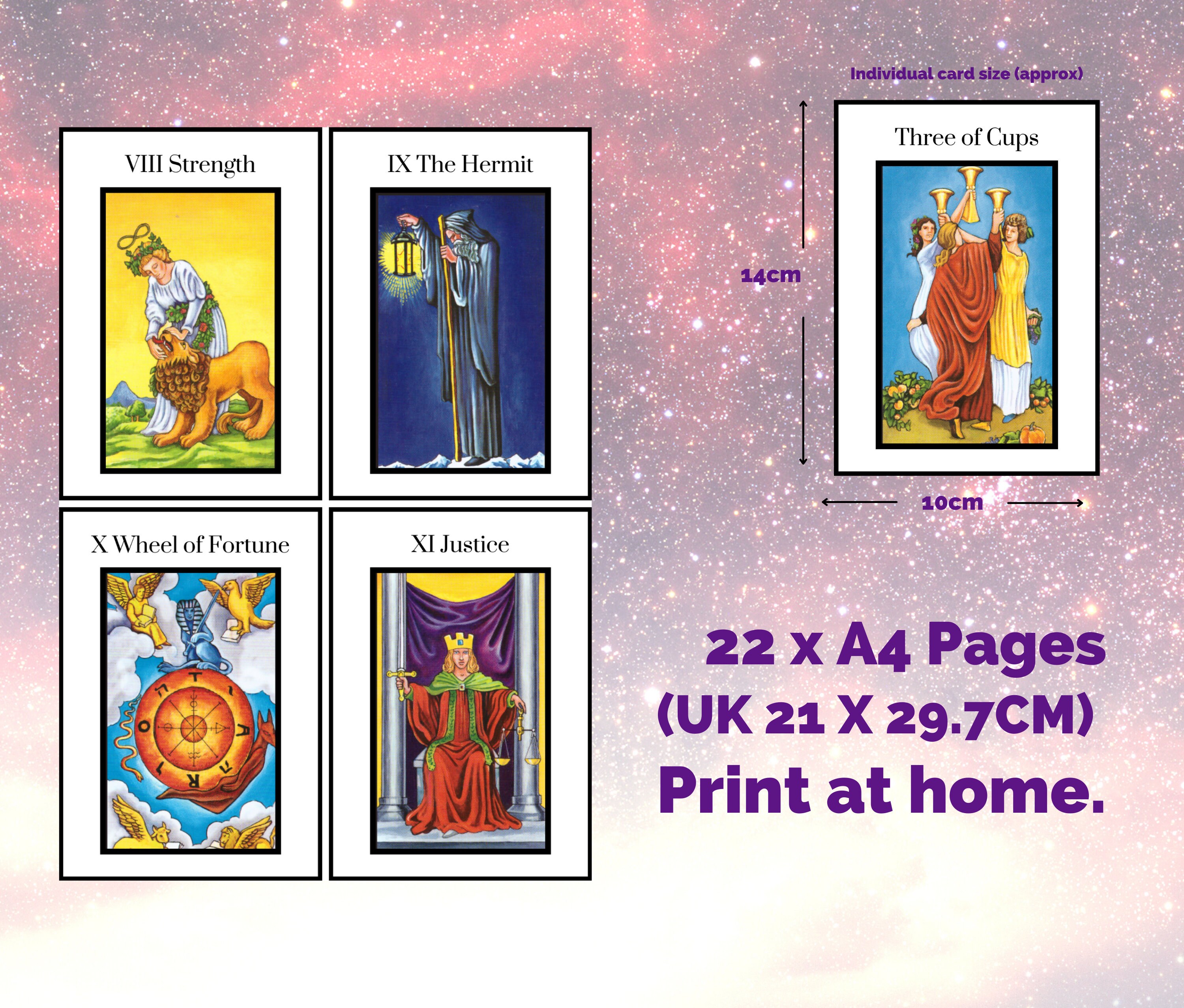 Printable Tarot Deck Large Cards in Full Colour. Print at - Etsy