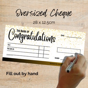 Large Congratulations Cheque. Gifting Blank Cheque Template. Oversized ...