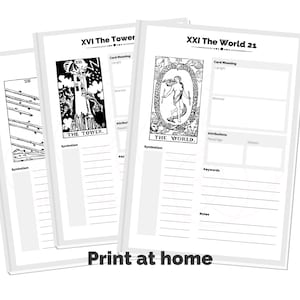 Printable Tarot Card Worksheets, 78 Classic Tarot Deck Cheat Sheets ...