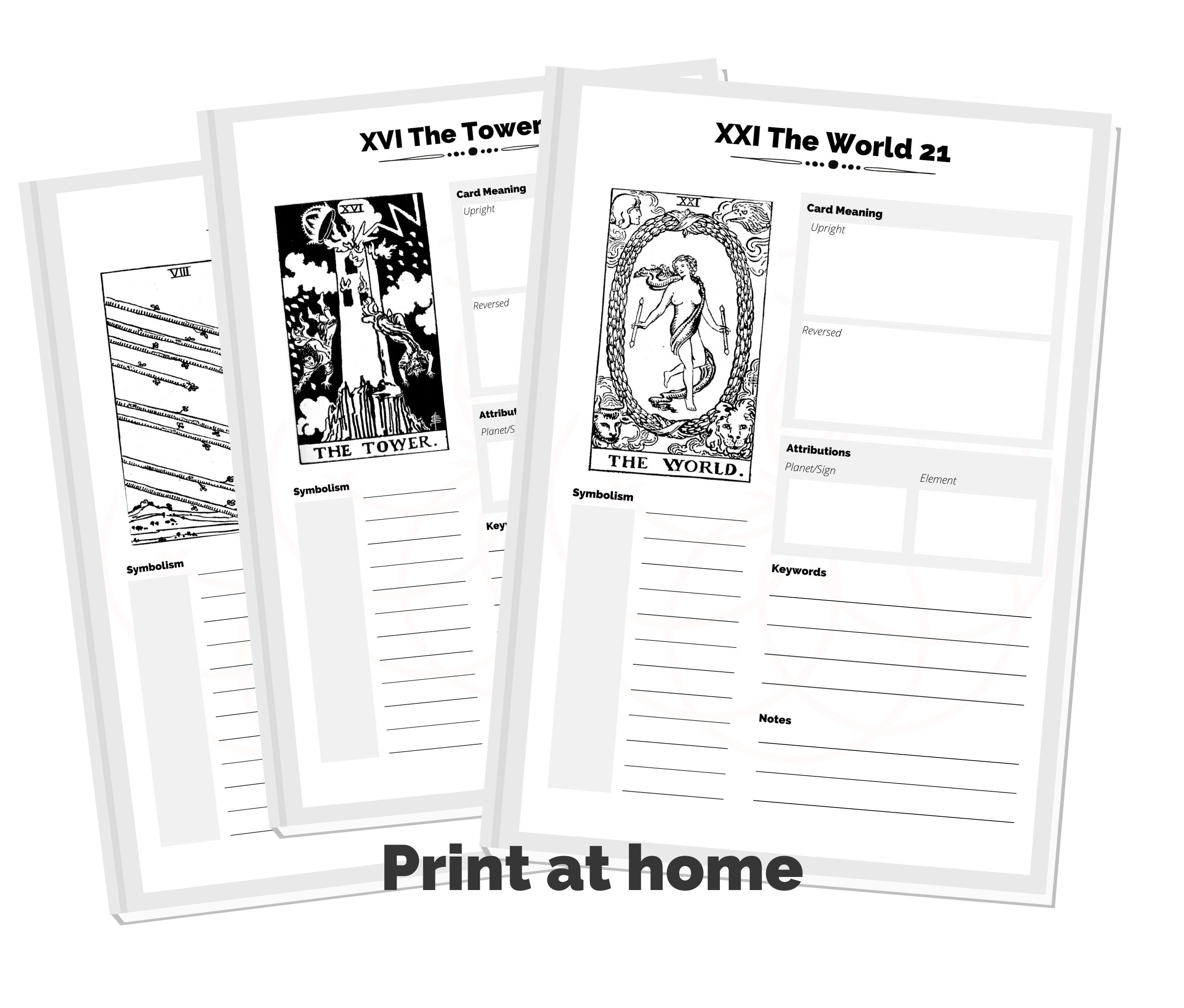 Printable Tarot Card Worksheets: 78 Classic Deck Cheat Sheets (digital ...
