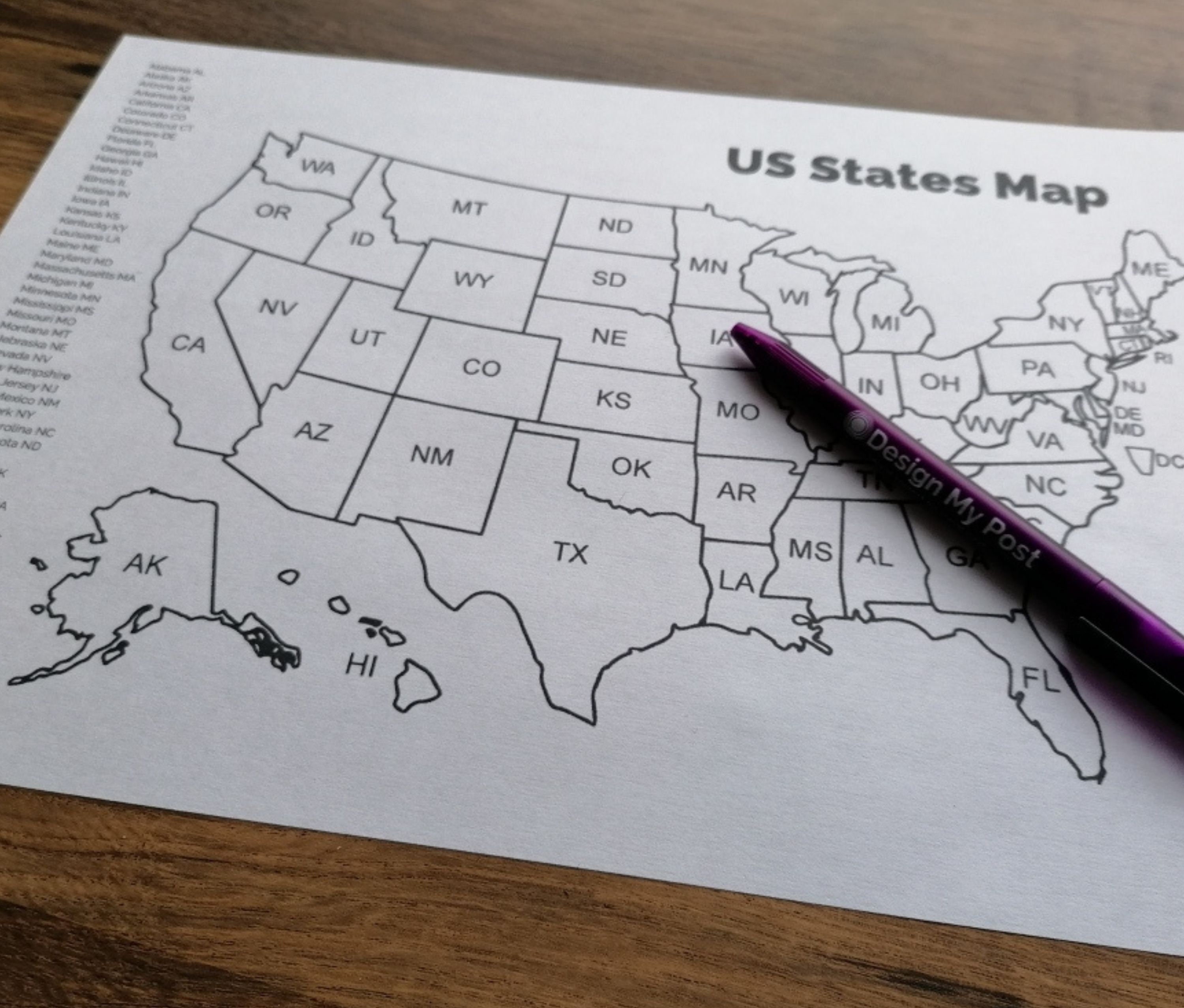 Printable US States Map. Etsy United States Sales Tracker. A4 - Etsy