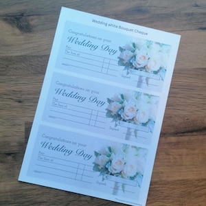 Blank Wedding Cheque. Printable Wedding Money Gifting Fake Cheque ...