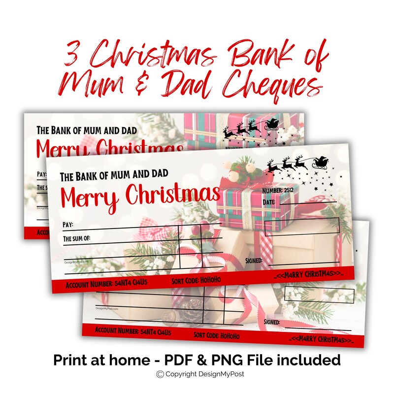 Bank of Mum and Dad Cheque - Etsy UK