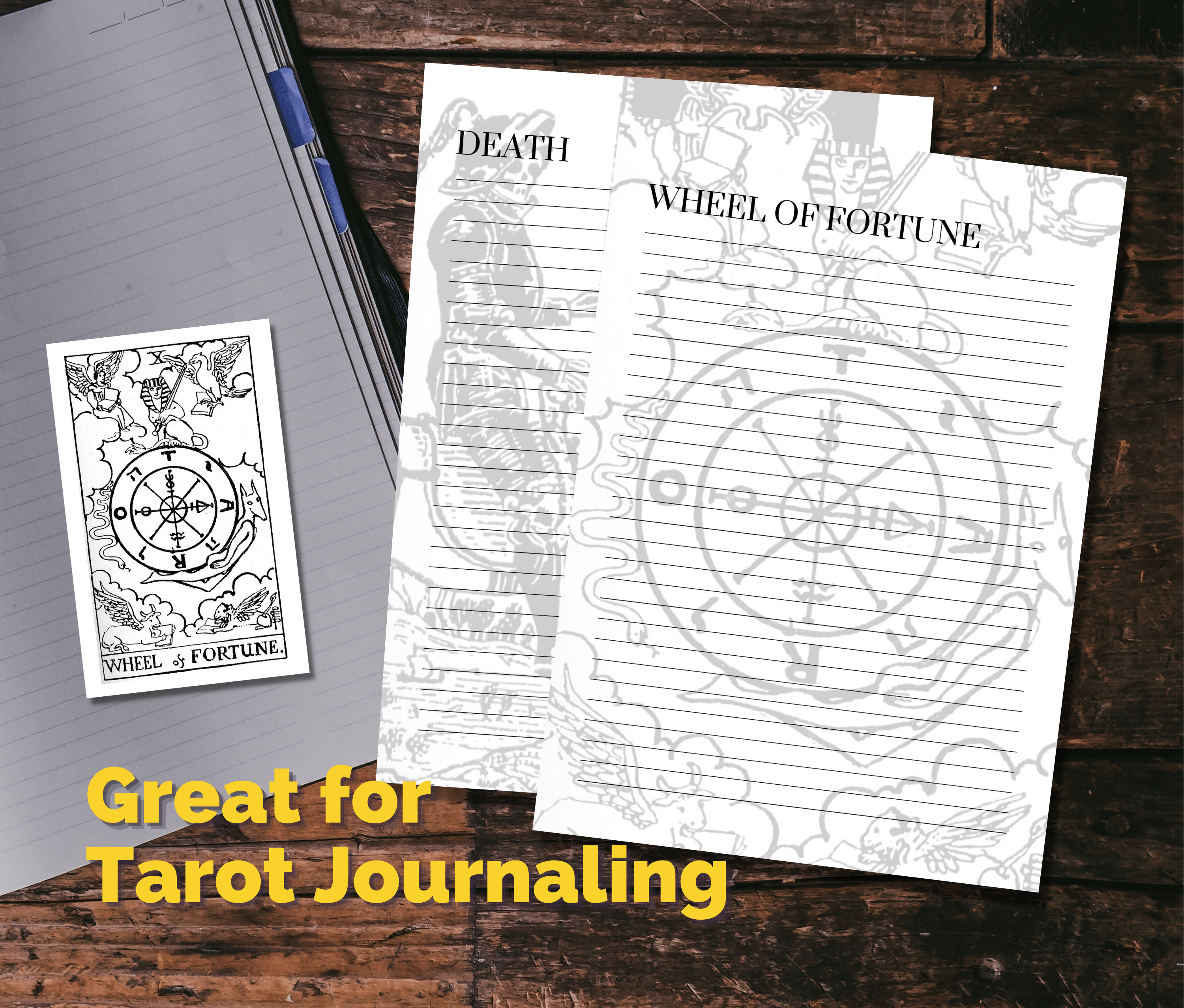 Printable Tarot Journal Sheets, A4 Black and White Stationary Pages ...