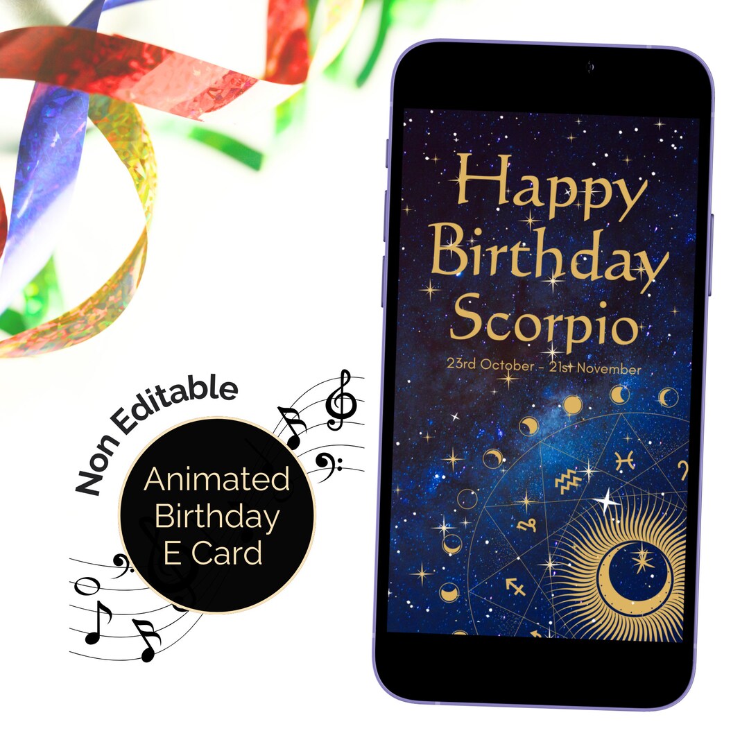Scorpio Birthday Animated Ecard: Zodiac Star Sign (downloadable) - Etsy UK