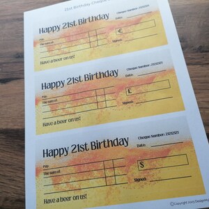 21st Novelty Birthday Cheque. Gifting Fake Blank Cheque Template in ...