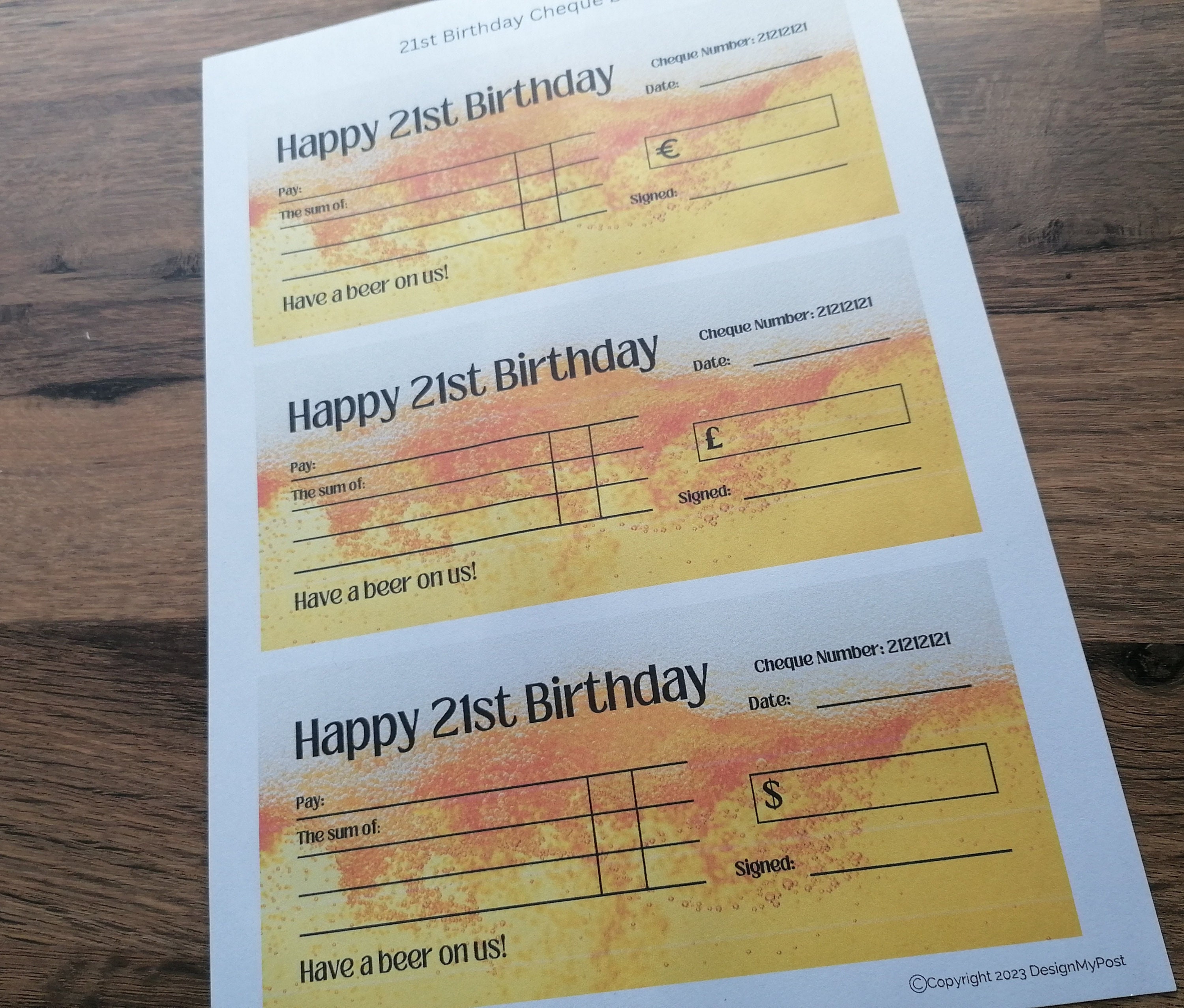 21st Novelty Birthday Cheque. Gifting Fake Blank Cheque Template in ...