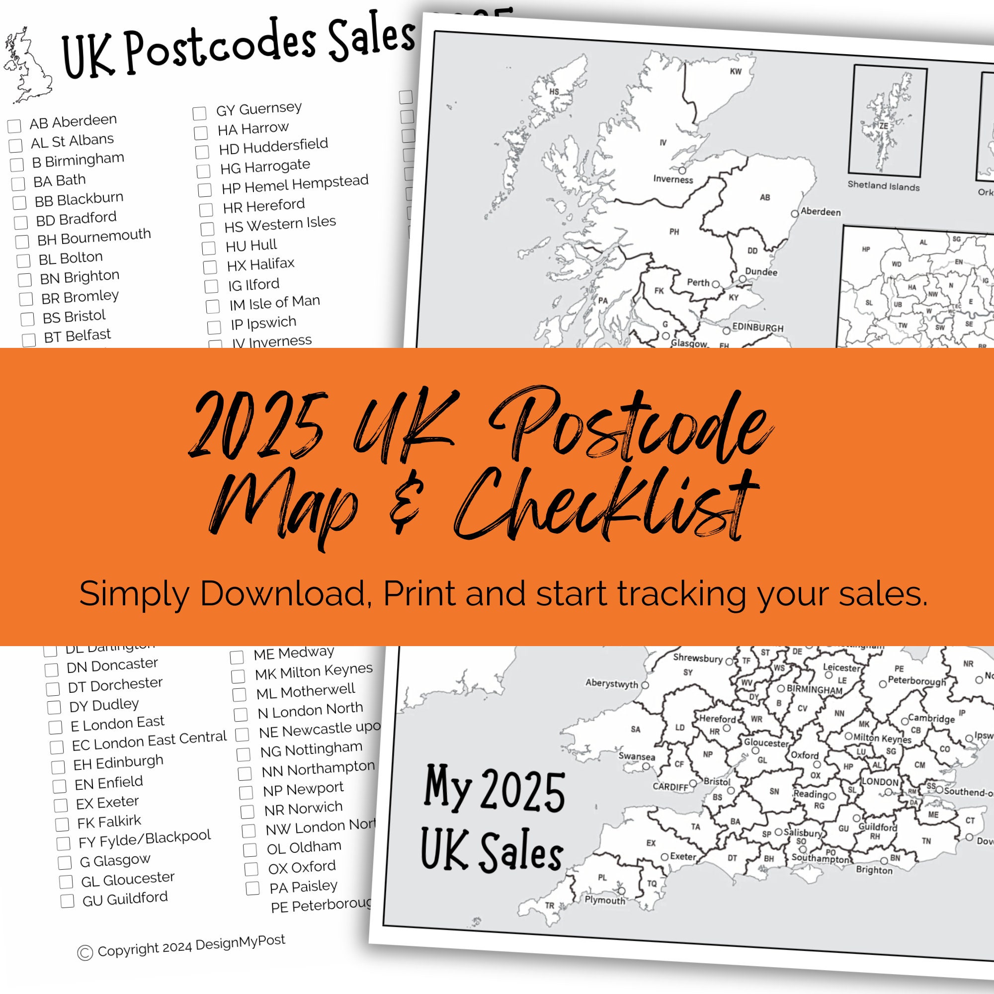 A3 Color-in Postcode Sales Tracker UK Sales Map Postcode Poster – A3 ...