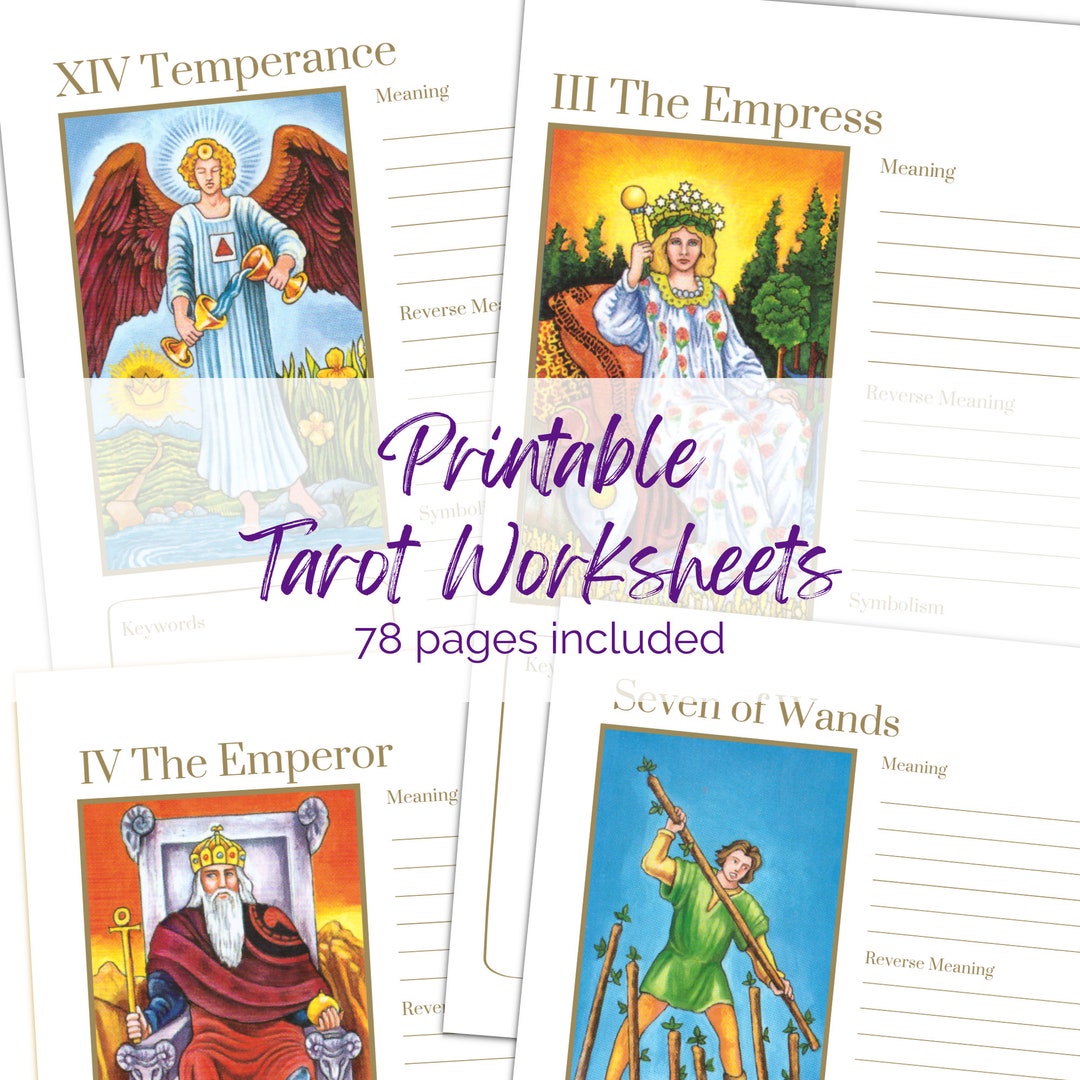 Printable Tarot Worksheets Keywords, Meaning & Symbols. 78 Full Colour ...