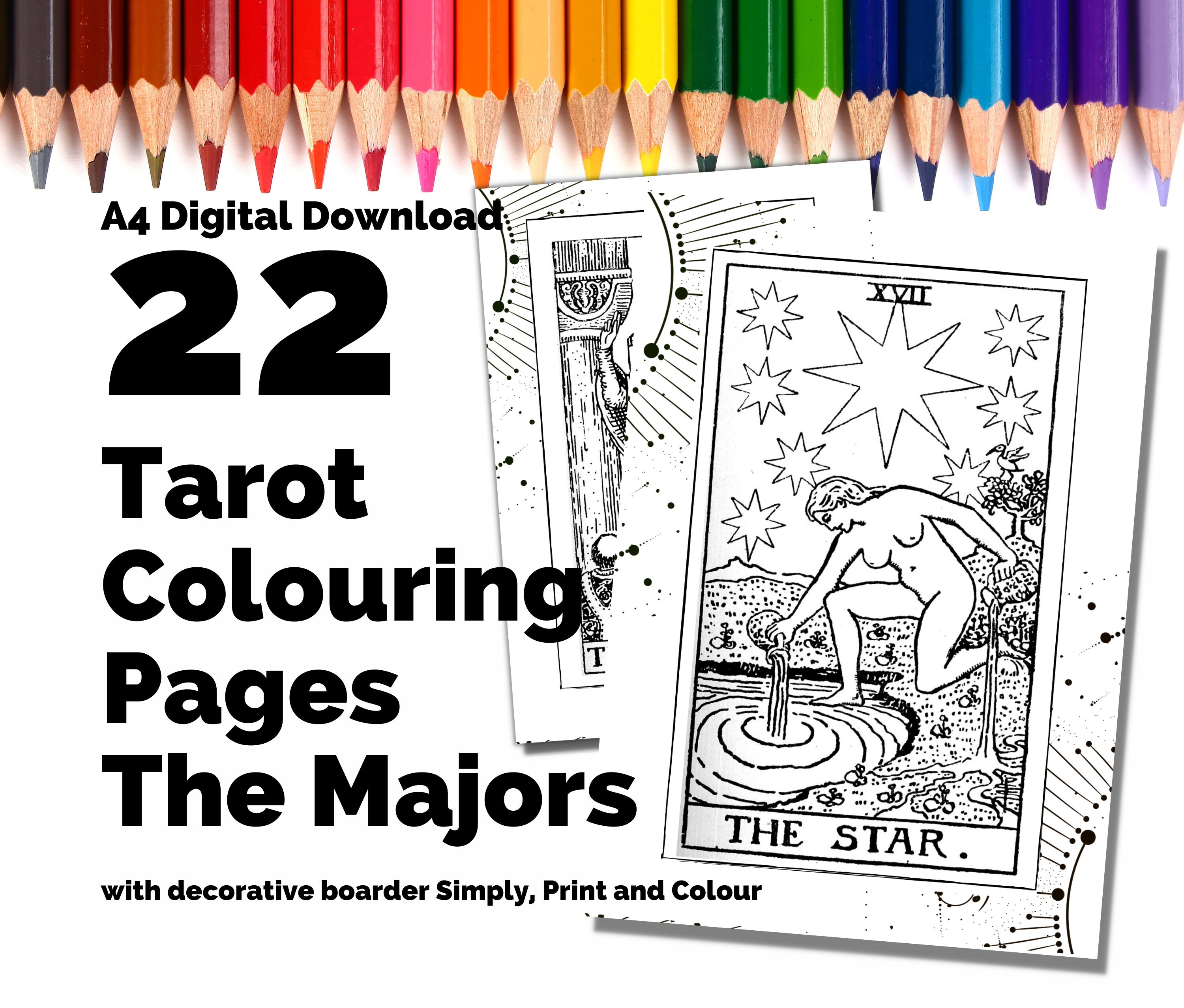 Printable Tarot Card Colouring Page Divination Journal Work - Etsy