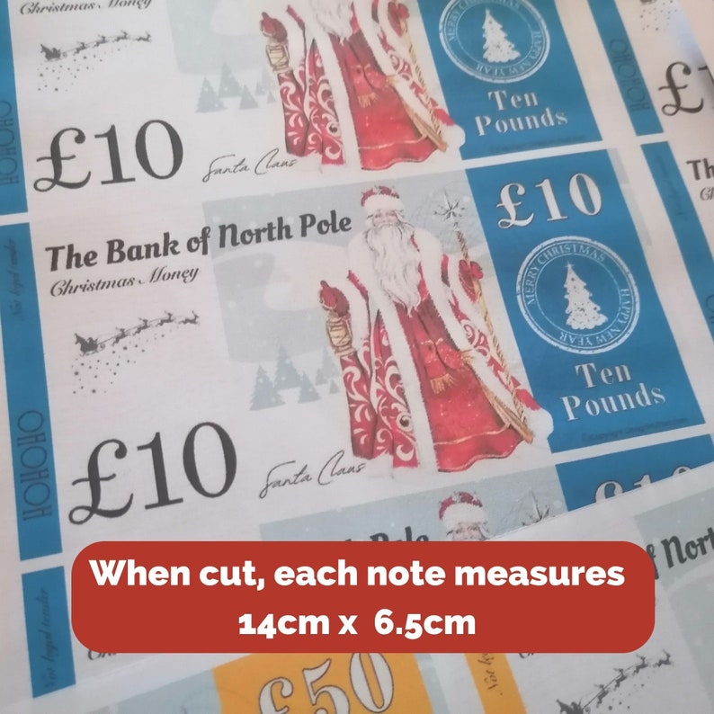 Christmas Money, Printable Santa Bank Notes in Pounds. Pretend Fun Xmas ...