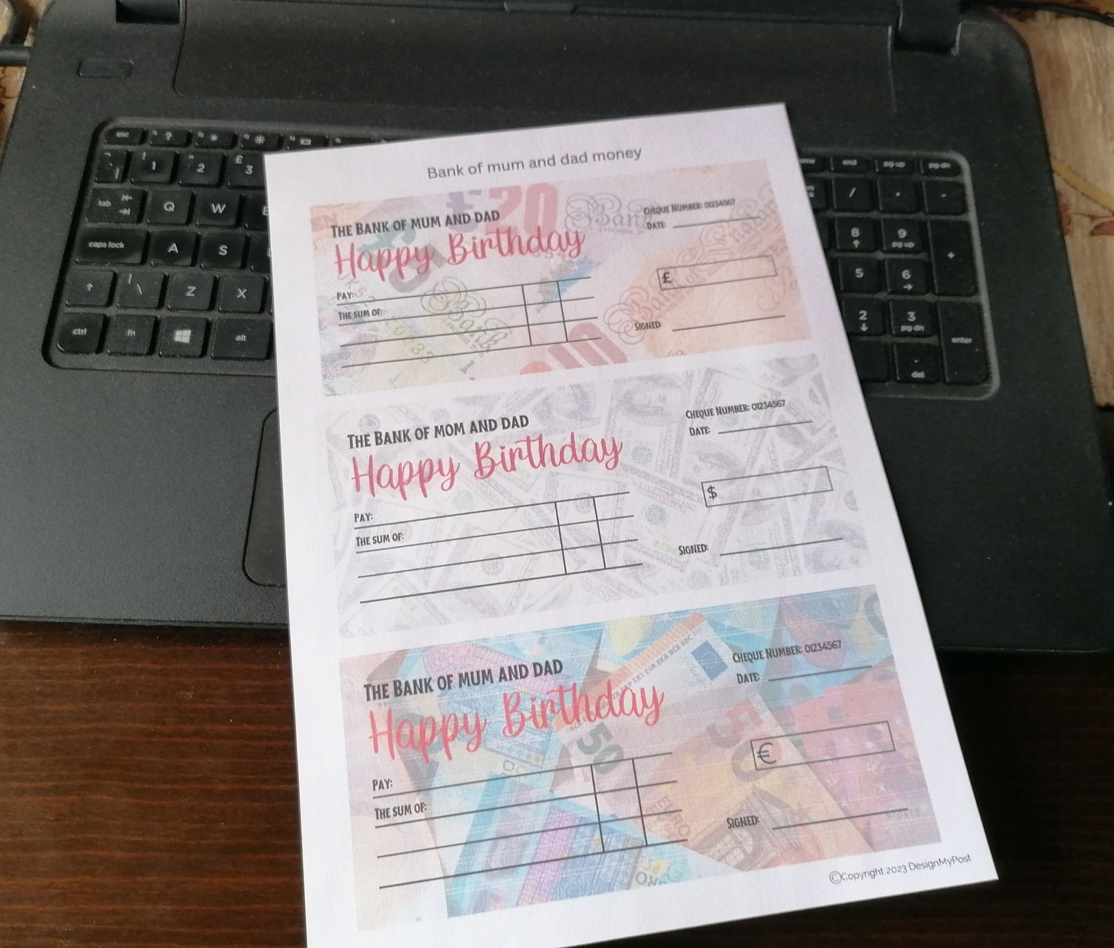 Bank of Mum and Dad Birthday Cheque. Gifting Cheque Template - Etsy UK