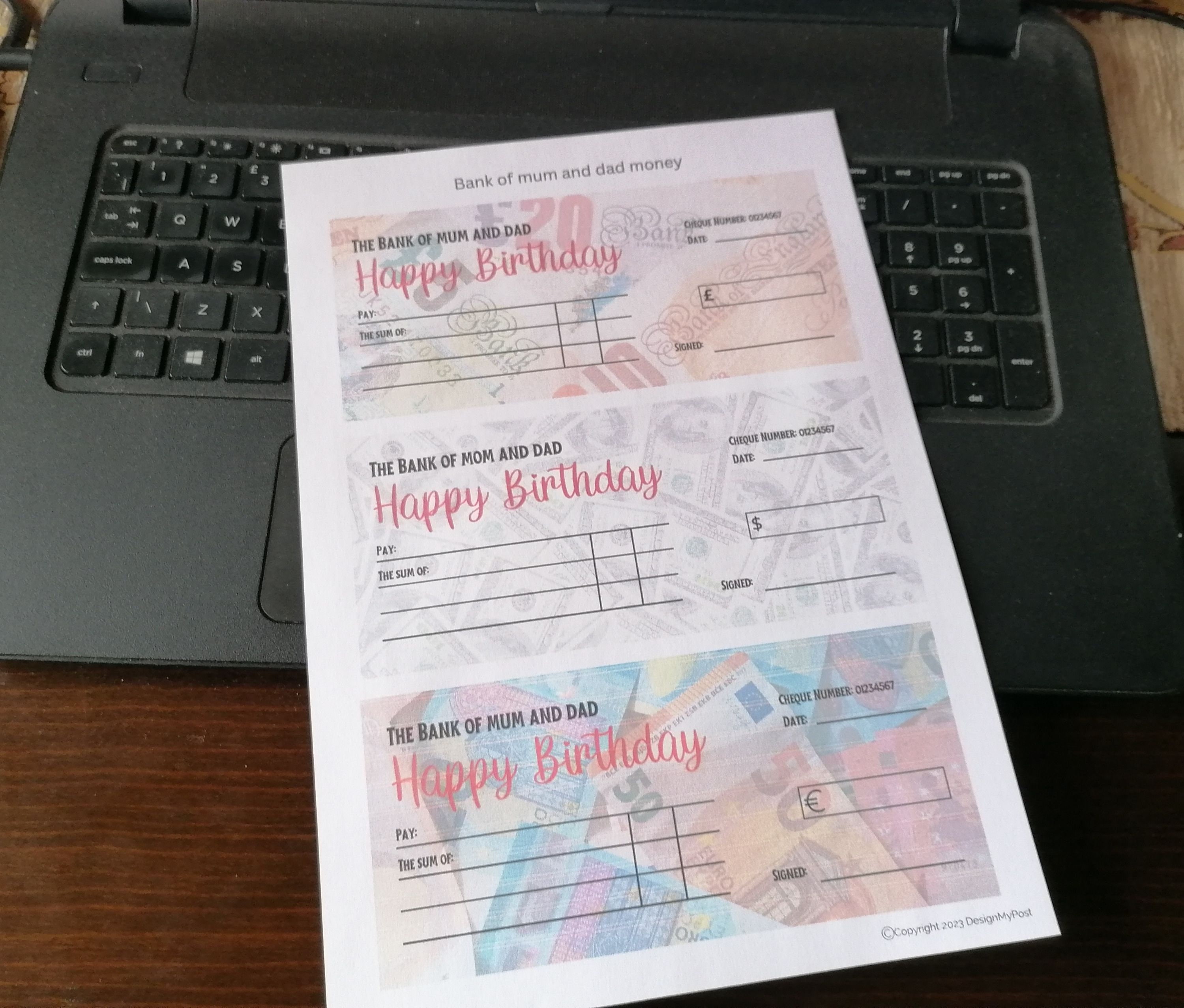 Bank of Mum and Dad Birthday Cheque. Gifting Cheque Template - Etsy ...