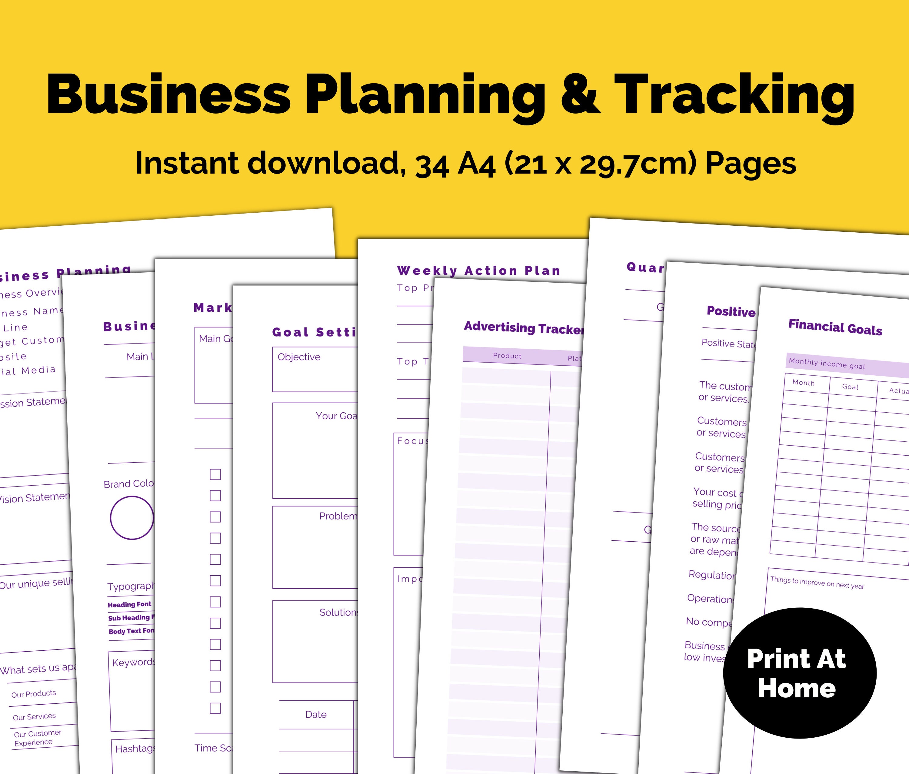 Printable Business Planner Small Business Bundle. Print at | Etsy