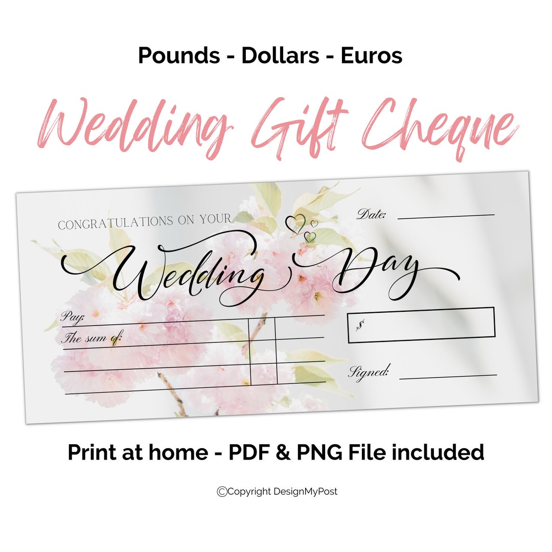 Blank Printable Cheque Gift for Newly Weds. Money Gifting Fake Cheque ...