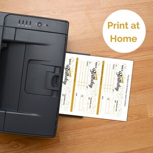 Gold Printable Birthday Cheque. Gift Cheque Template. Euros, Pounds ...