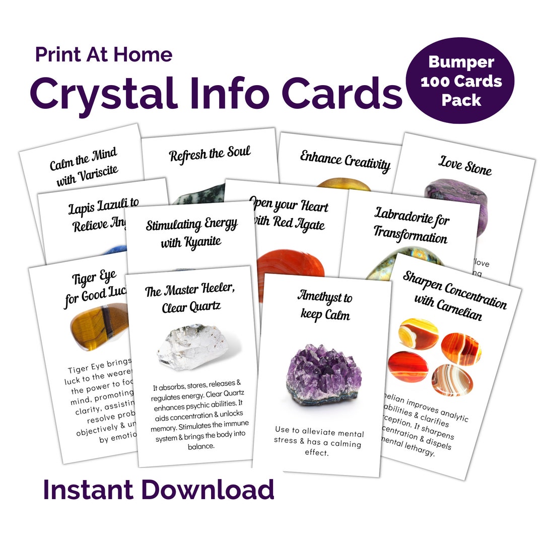 Printable Crystal Gemstone Information Cards. Print at Home - Etsy