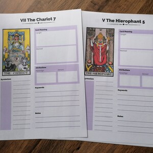 Printable Tarot Deck Workbook, Cheat Sheets. Tarot Card Worksheets ...