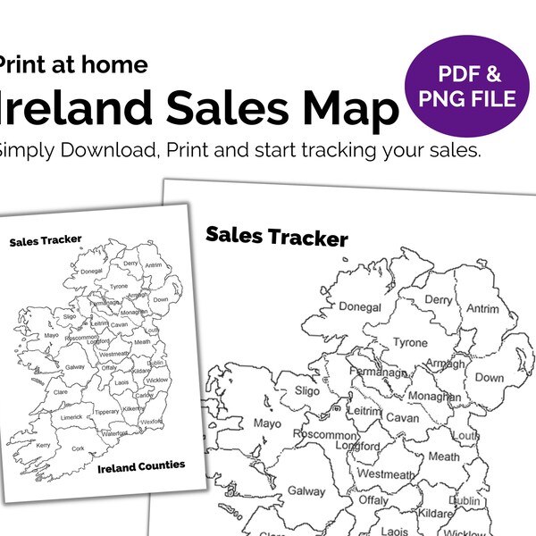 Irish Map With Counties - Etsy