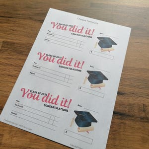 Class of 2025 Graduation Cheque. Printable Gifting Blank Check. Euros ...