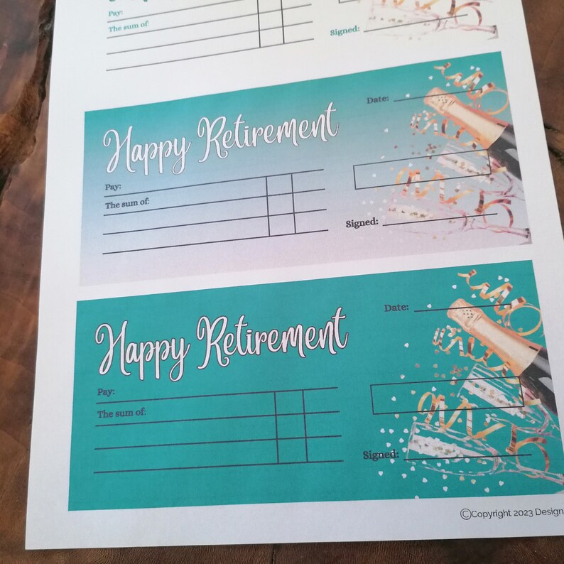 Retirement Gift Cheque Template: Printable Money Present (digital ...