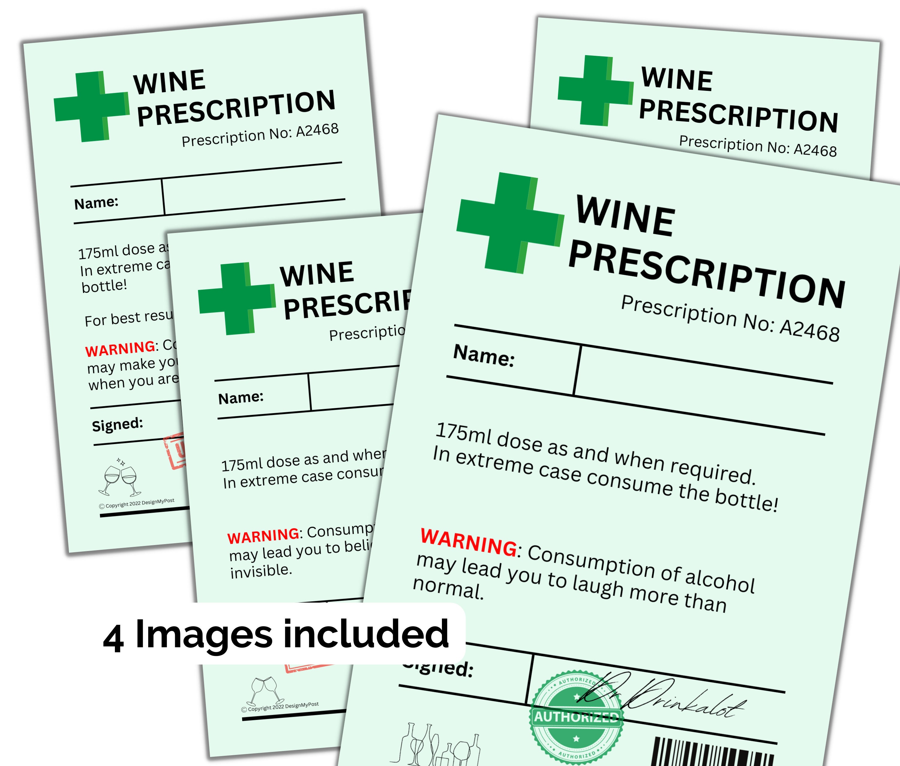 Funny Wine Prescription Label. Printable Novelty Gift. Digital Download ...