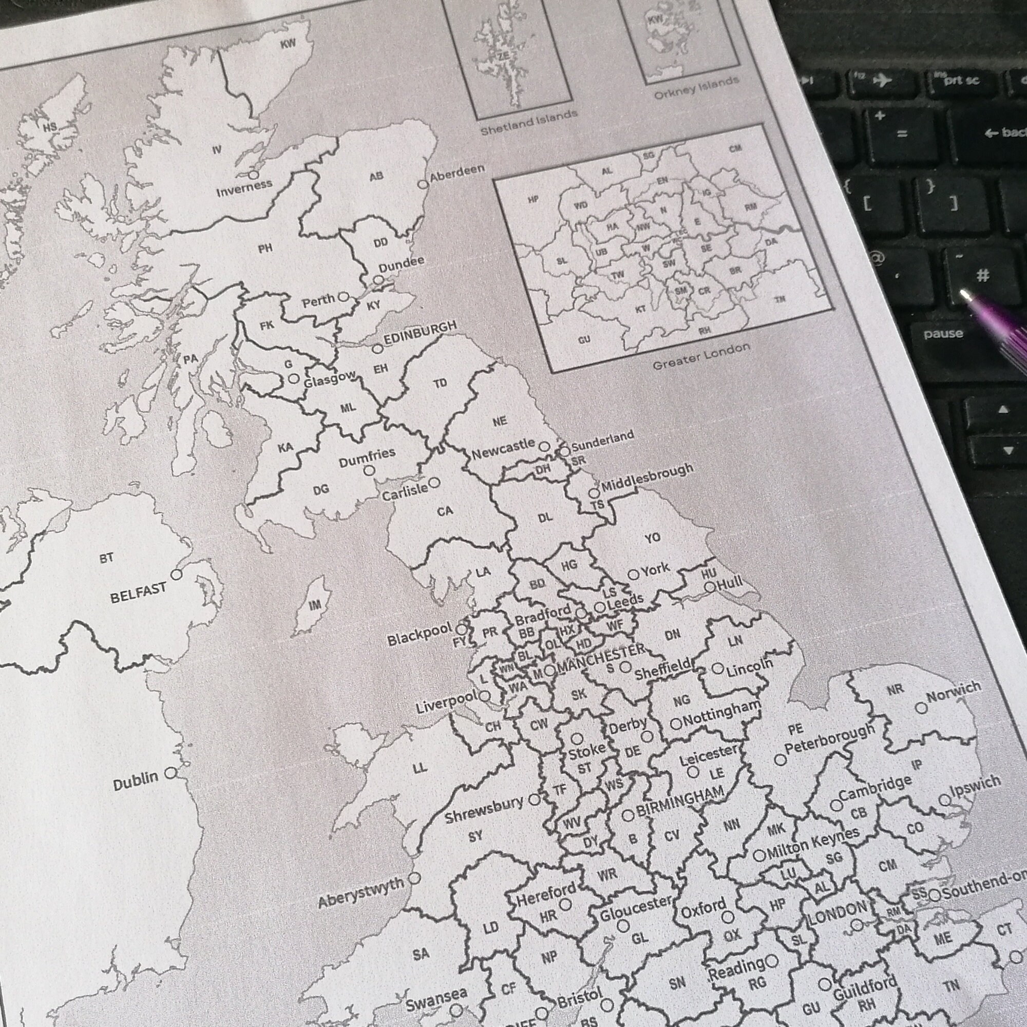 UK Sales Map Plus Postcode Checklist Printable A4 Tracker Map Print at ...